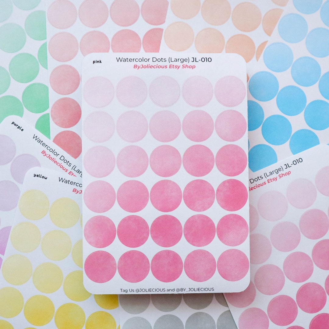 Pastel Watercolor Planner Dot Stickers, Soft Pastel Polco Deco Sticker ...