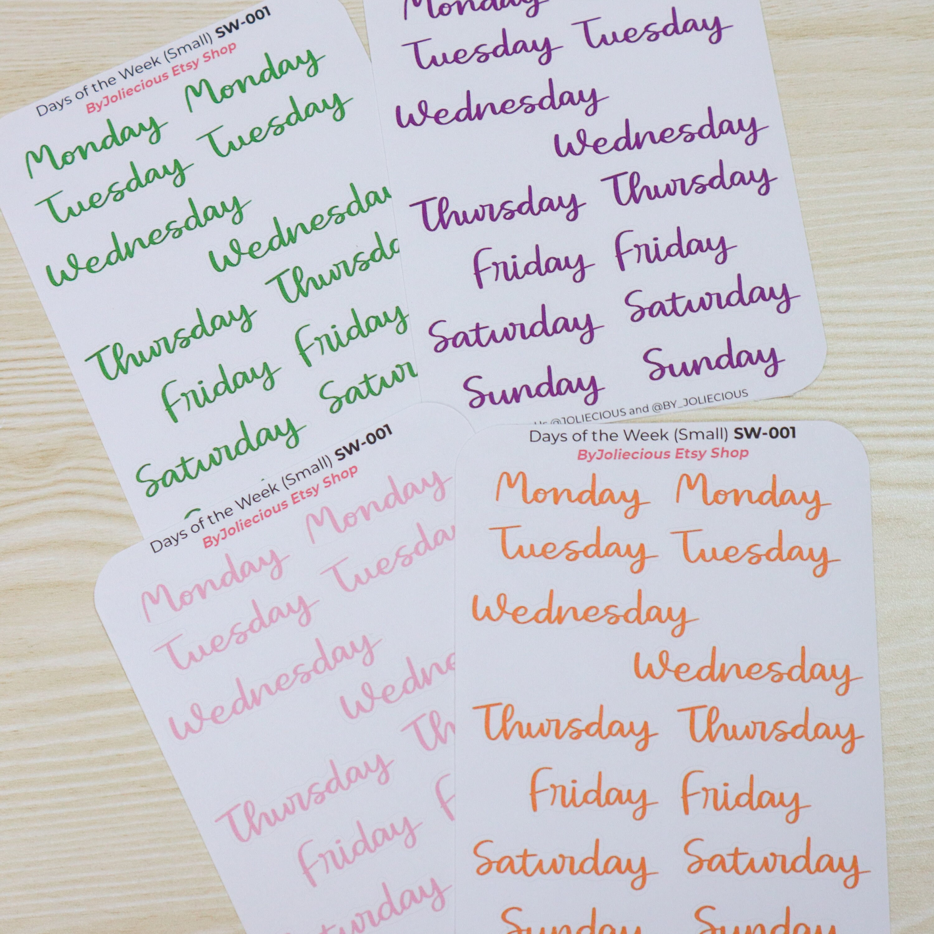 Small Script Days of the Week Planner Stickers Handwritten | Etsy