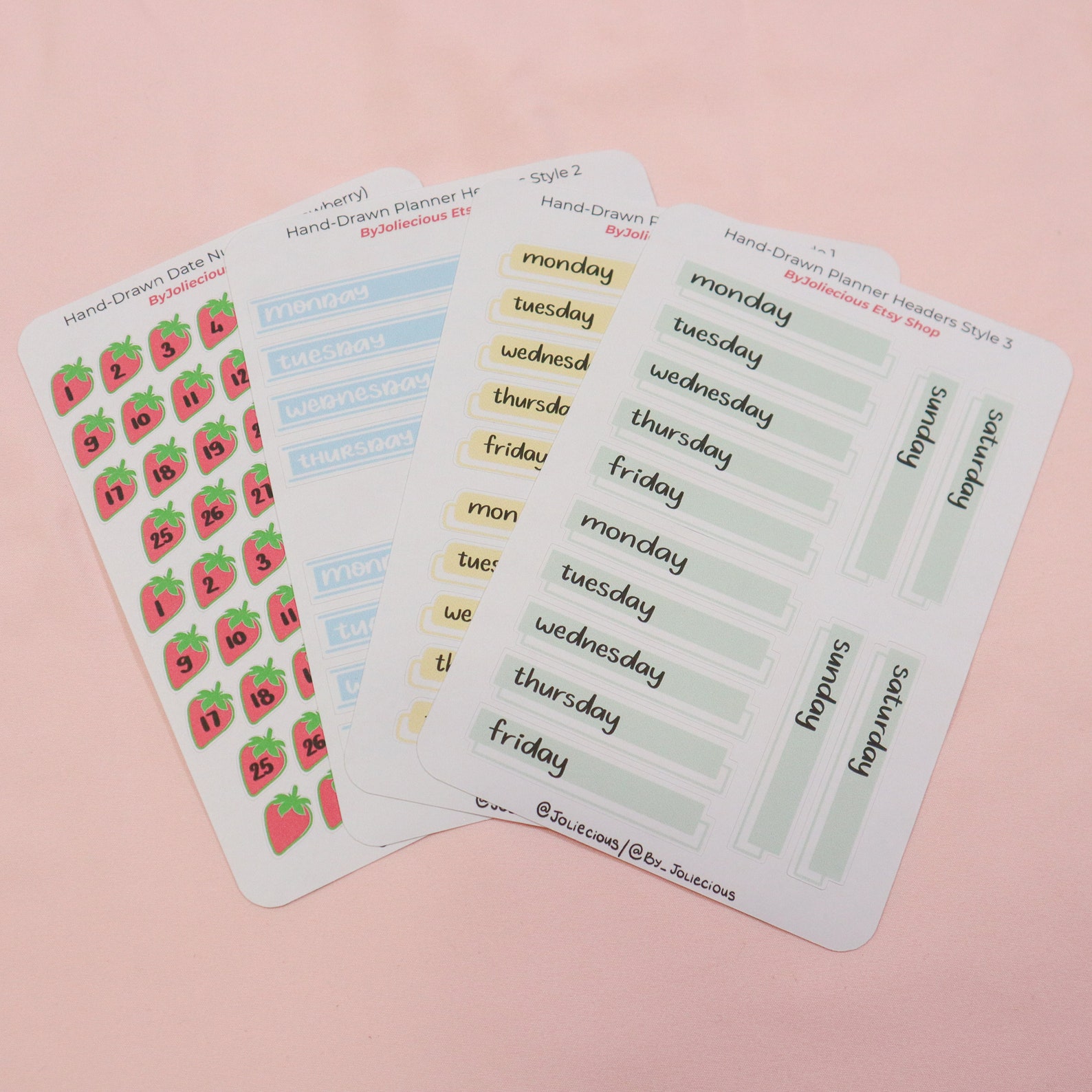 Cute Strawberry Date Number Stickers for Planner Number - Etsy