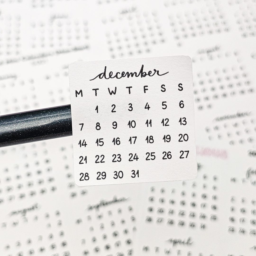 2026 Mini Monthly Calendar Stickers for Bullet Journal, A5, Scrapbook ...
