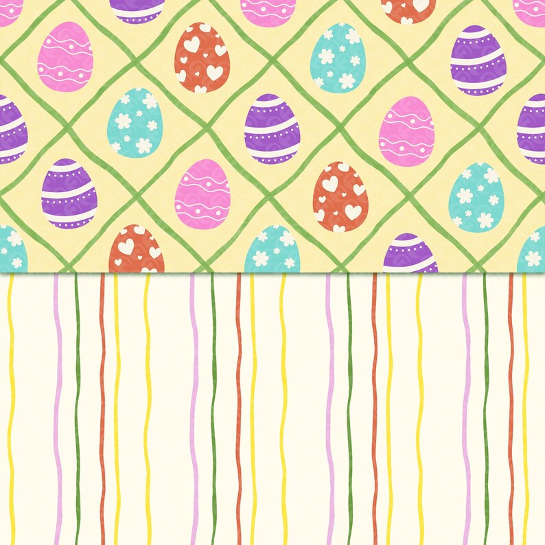 Pink Green and Yellow Easter Seamless Pattern Bundle – 7 Spring PNG ...