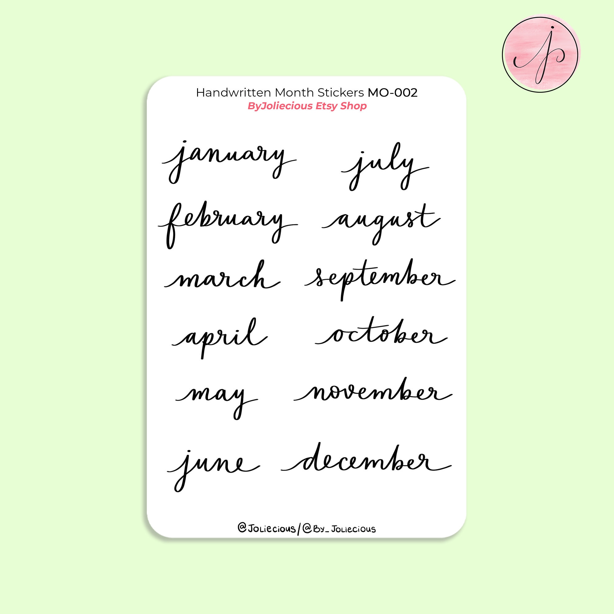 Script Month Stickers style 2 Month Header Planner - Etsy