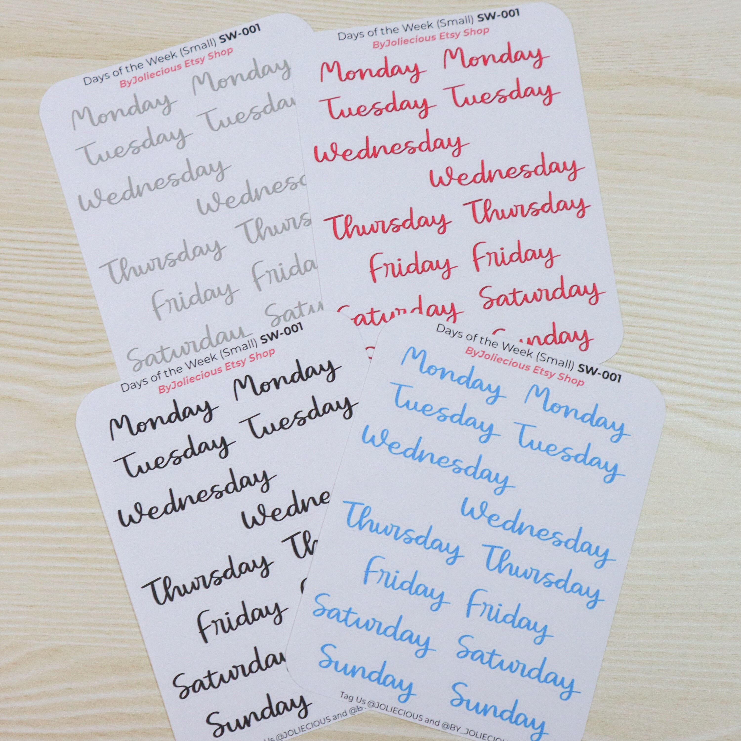 Small Script Days of the Week Planner Stickers Handwritten | Etsy