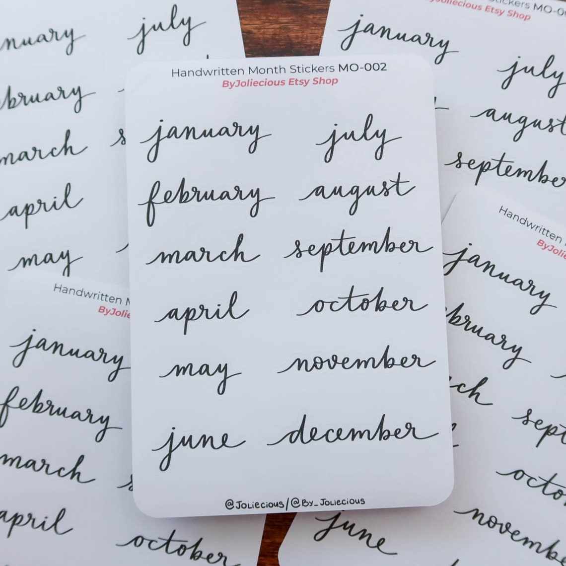 Script Month Stickers style 2 Month Header Planner - Etsy