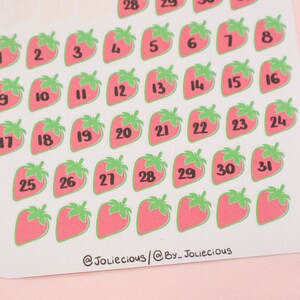 Cute Strawberry Date Number Stickers for Planner, Number Stickers for ...