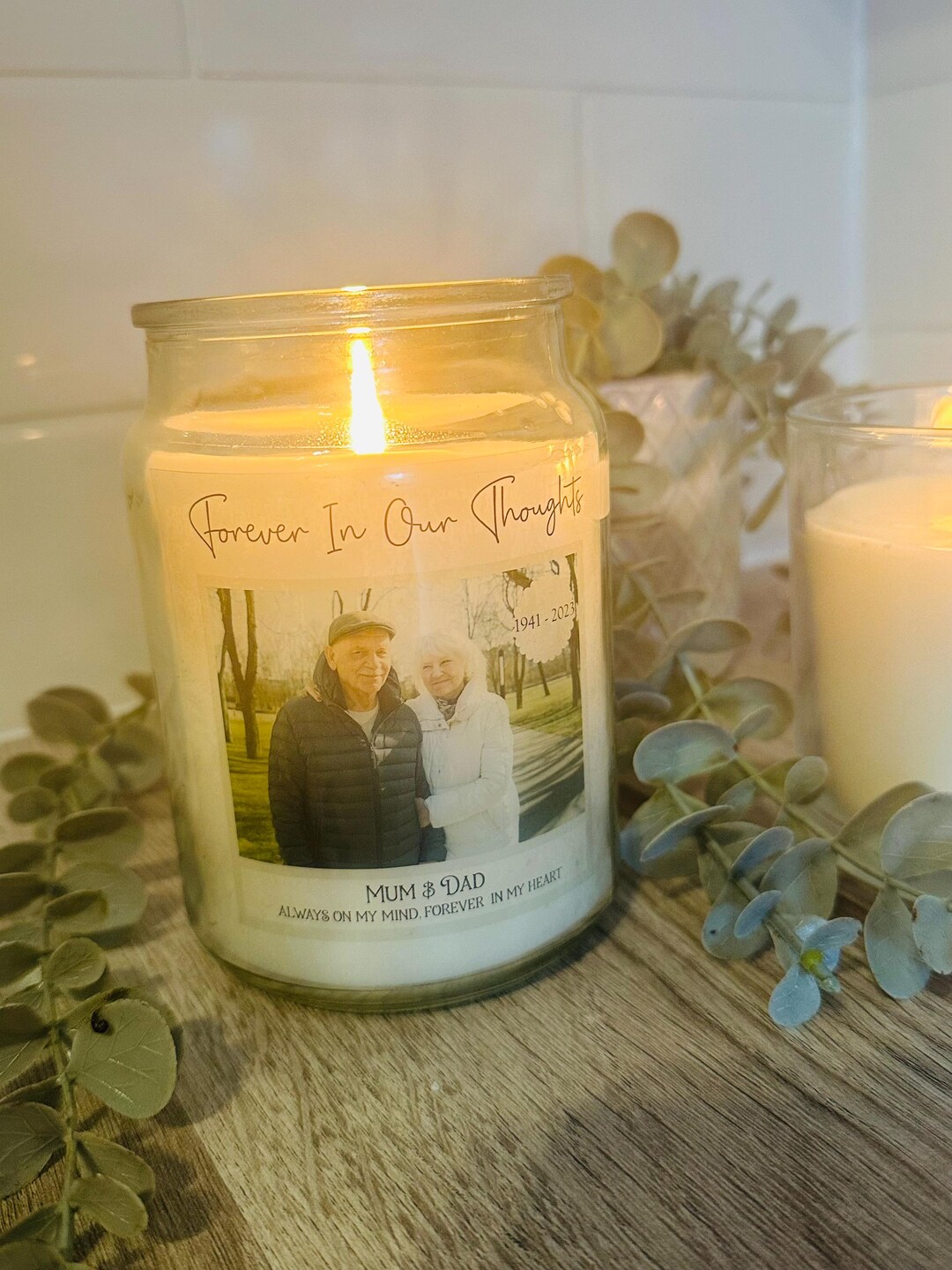 Personalised Photo Candle Memorial Label, Glass Jar Candle, Photo Gift ...