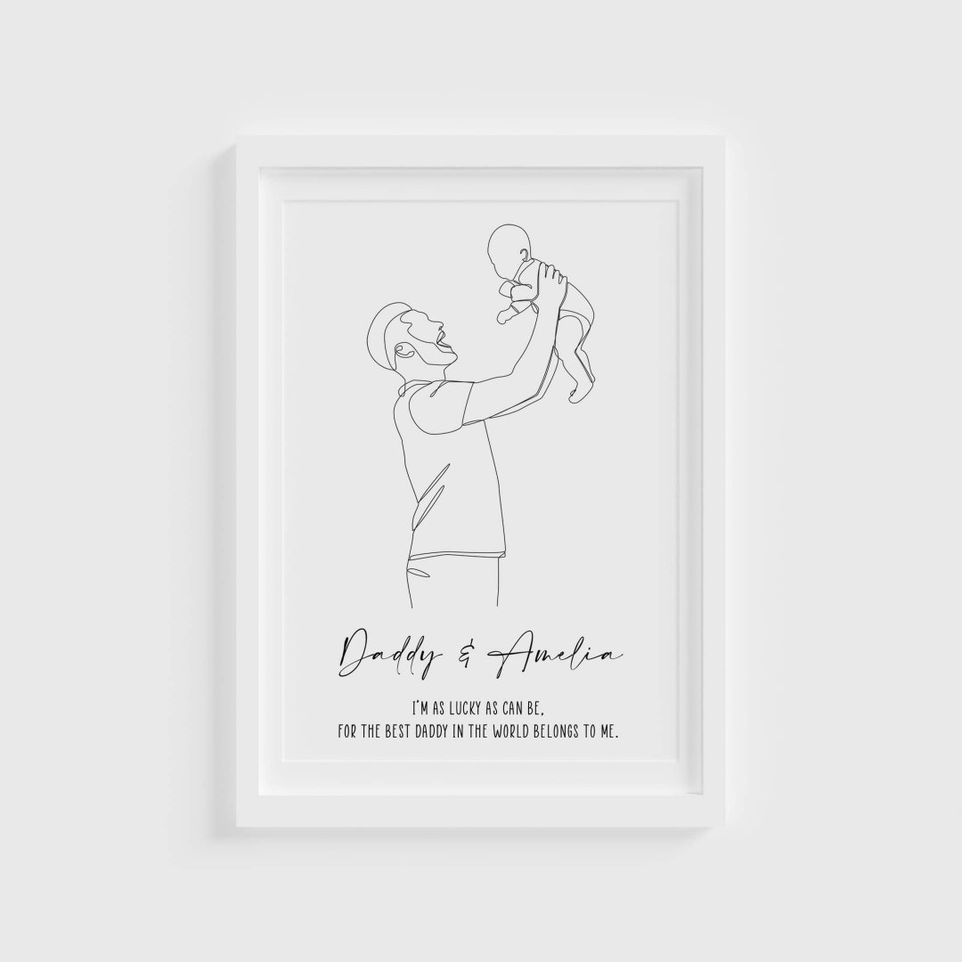 Dad Line Drawing Print, Fathers Day Print, Dad and Toddler, Dad and ...