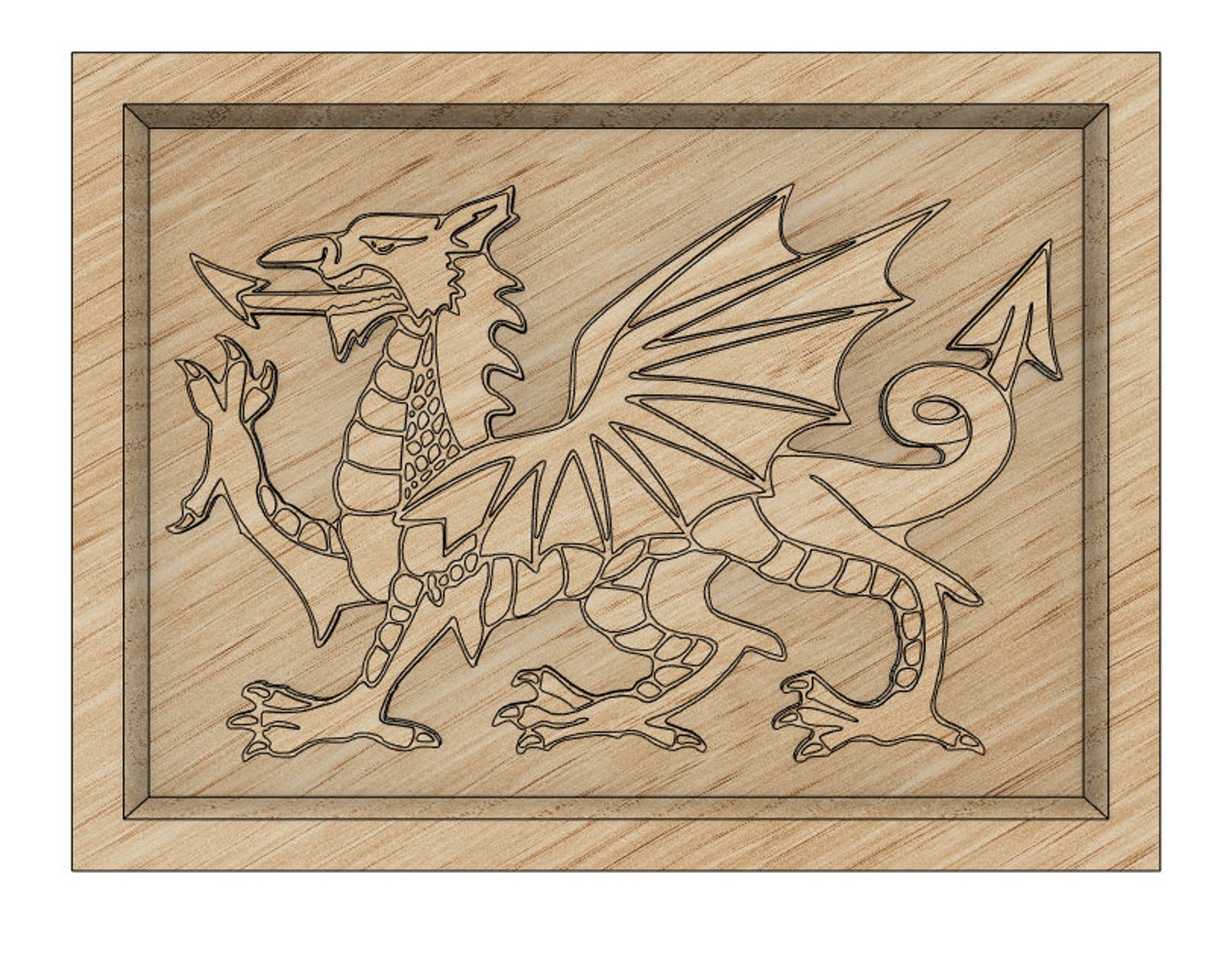 3D Welsh Dragon .STL Wood Carving Design Wales National Flag for STL ...