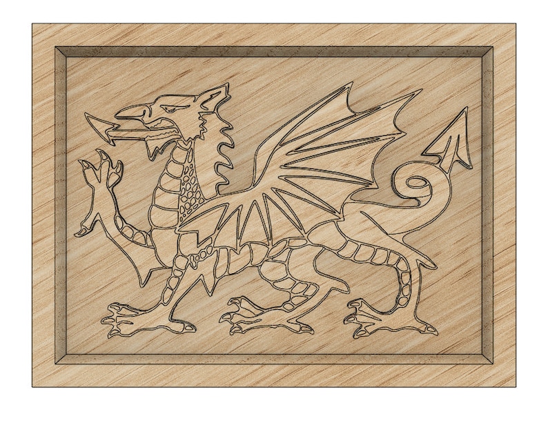 3D Welsh Dragon .STL Wood Carving Design Wales National Flag for STL ...