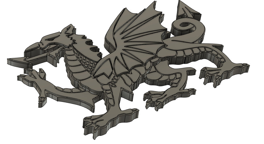 3D Welsh Dragon .STL Wood Carving Design Wales National Flag for STL ...