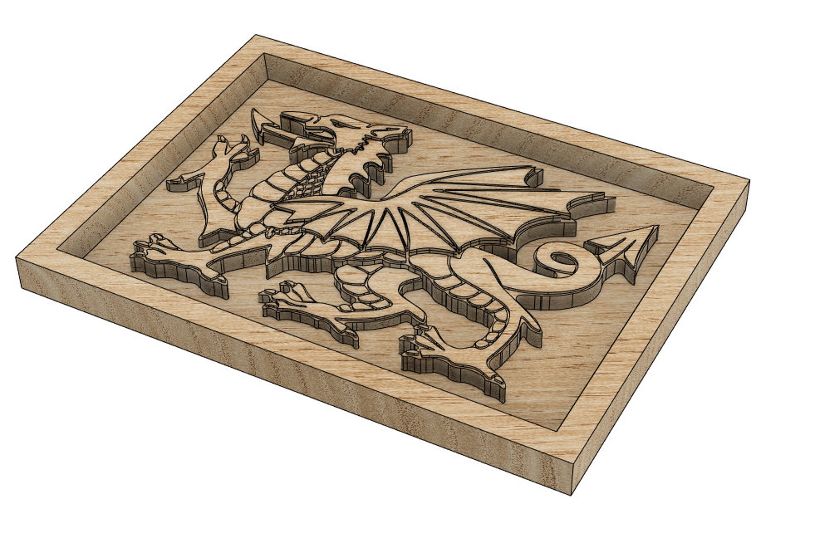 3D Welsh Dragon .STL Wood Carving Design Wales National Flag for STL ...