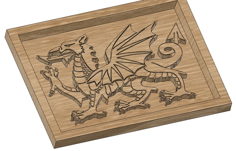 3D Welsh Dragon .STL Wood Carving Design Wales National Flag for STL ...