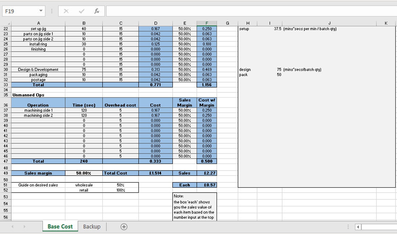 Cost Calculator, Ready Built Spread Sheet for Calculating Costs Ideal ...