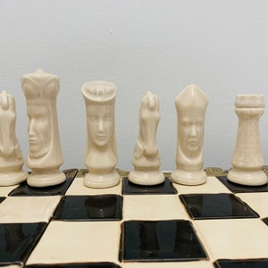 Vintage Ceramic Chess Set, Raku Ceramic Duncan Chess Set Handmade ...