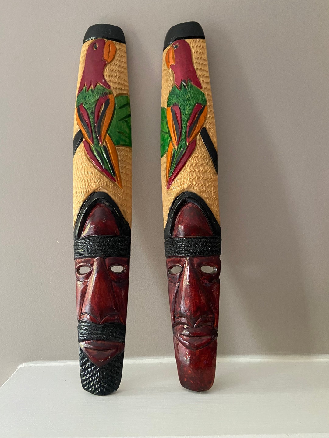 Large Vintage Hand Carved African TRIBAL , Vintage African Hard Wood ...