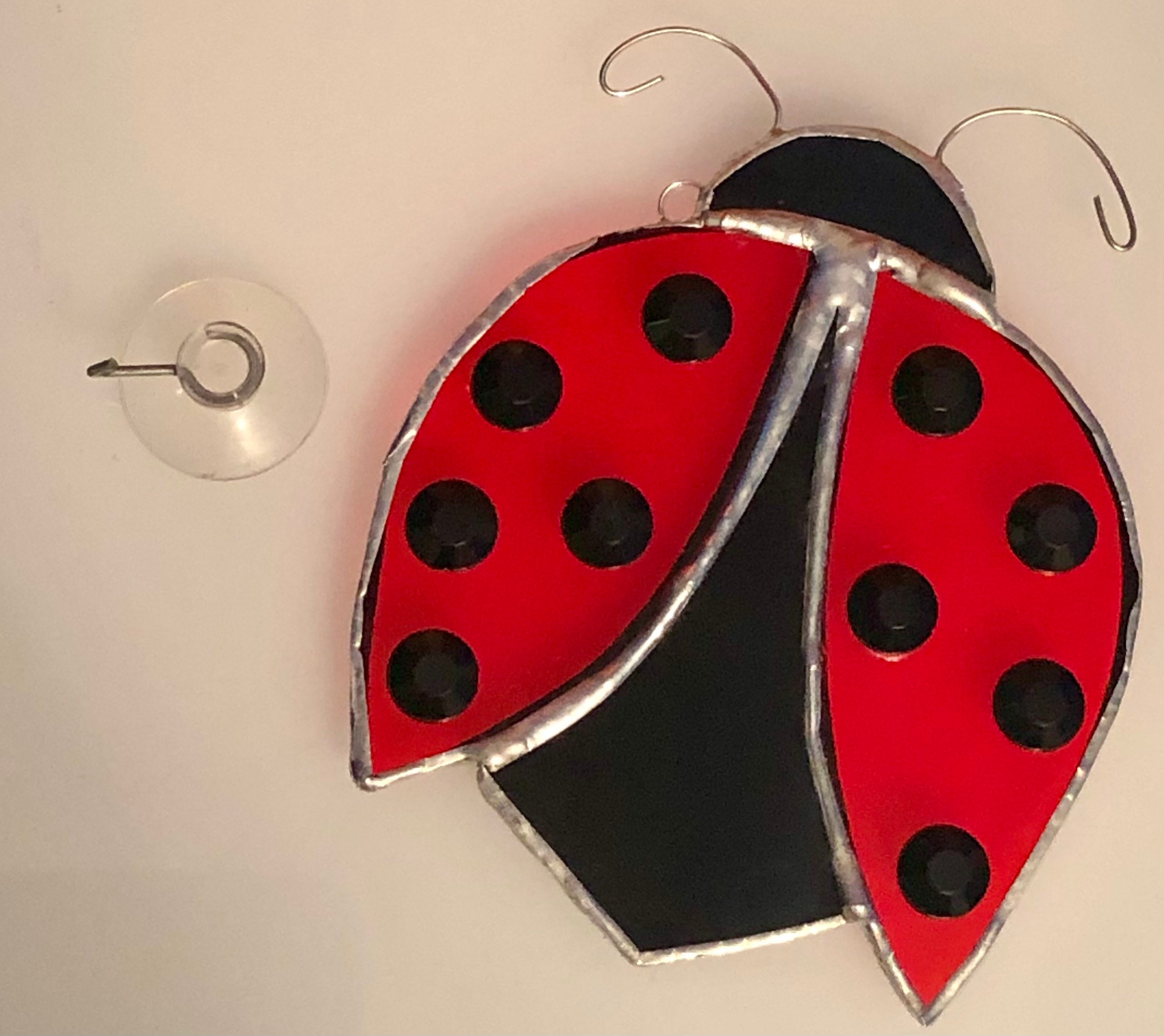 Red Ladybird Insect Garden Suncatcher Stained Glass Art Gift Handmade ...