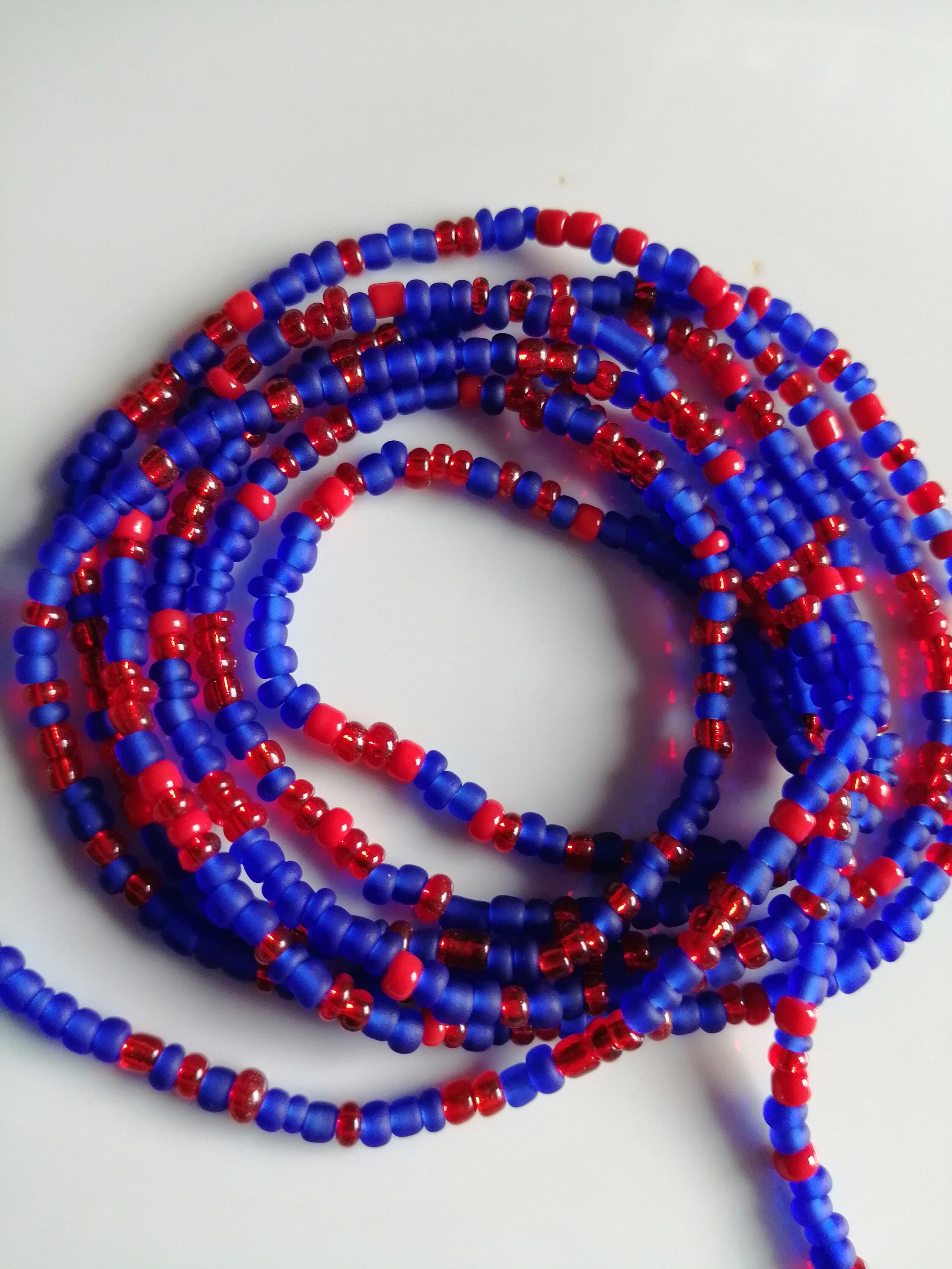 Royal Blue and Red Waist Beads - Etsy