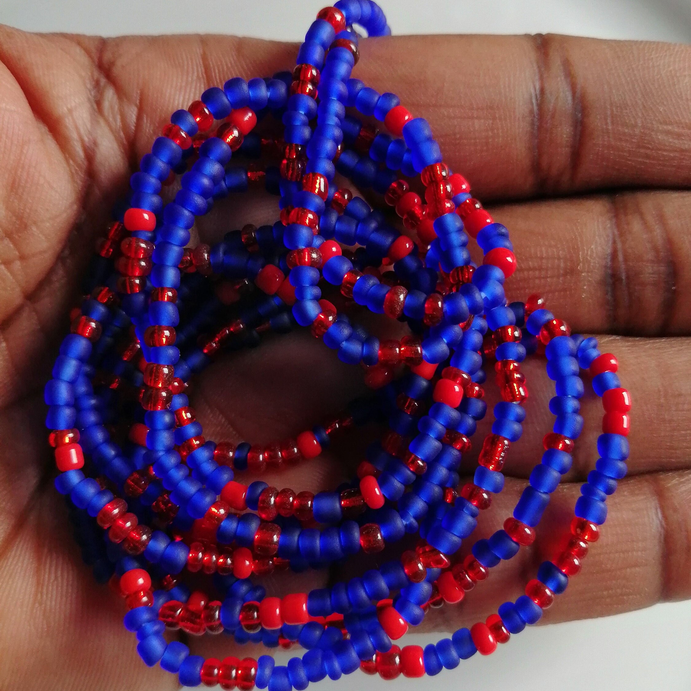 Royal Blue and Red Waist Beads - Etsy