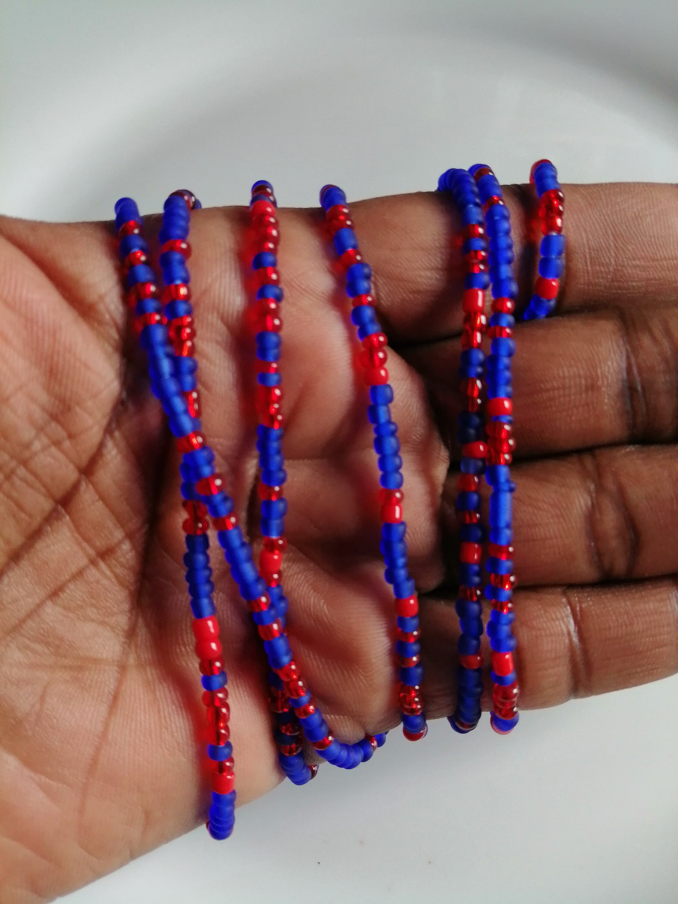 Royal Blue and Red Waist Beads - Etsy