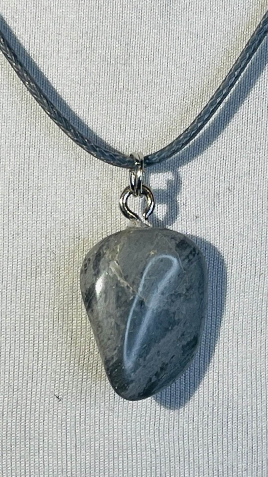 Gorgeous Grey Onyx Gemstone Hand Polished and Set on a 17 Gray Deerskin Leather Necklace. This ...