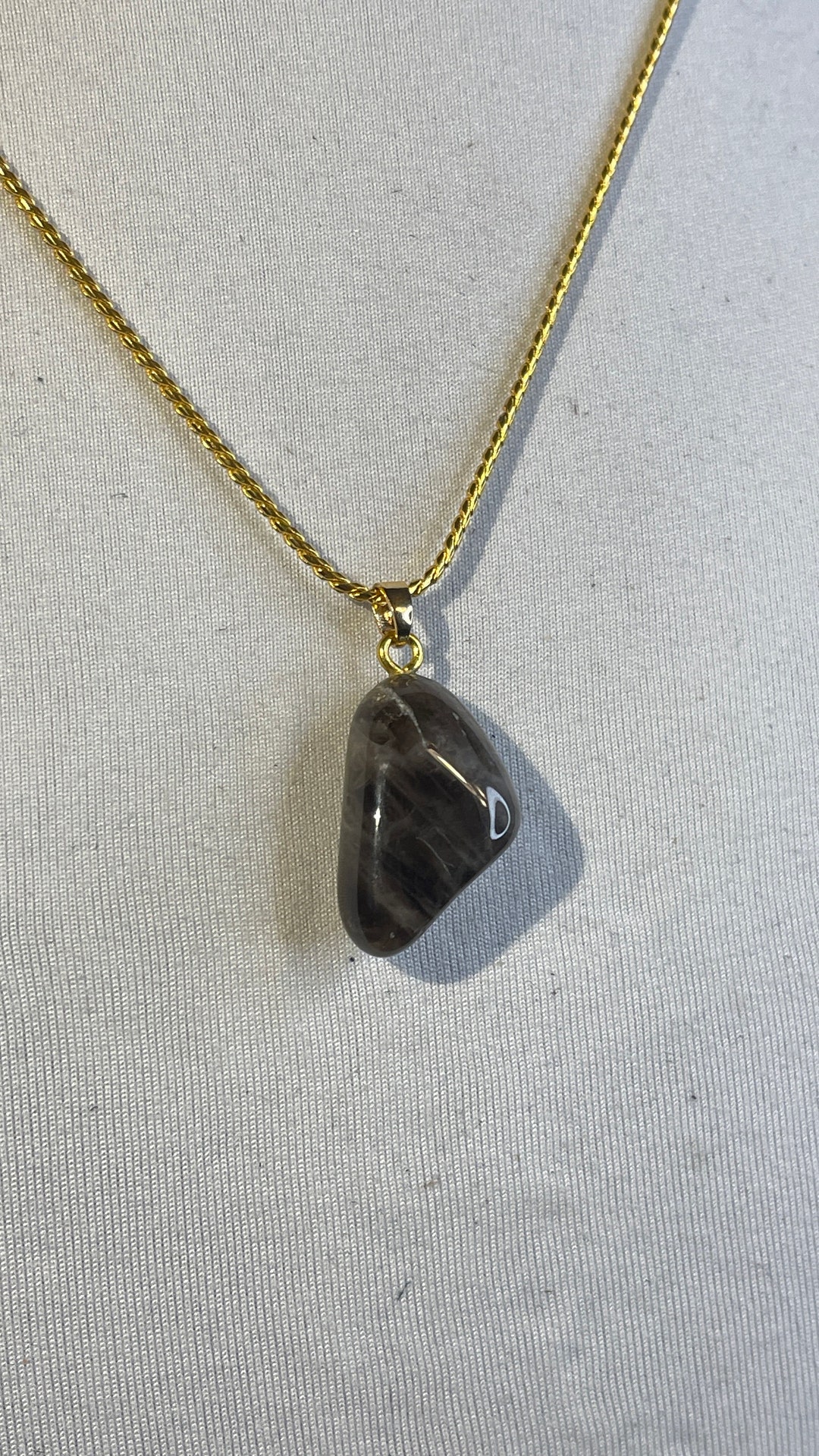 Elegant 18k Gold Necklace With a Smoky Quartz Gemstone Pendant Found in ...