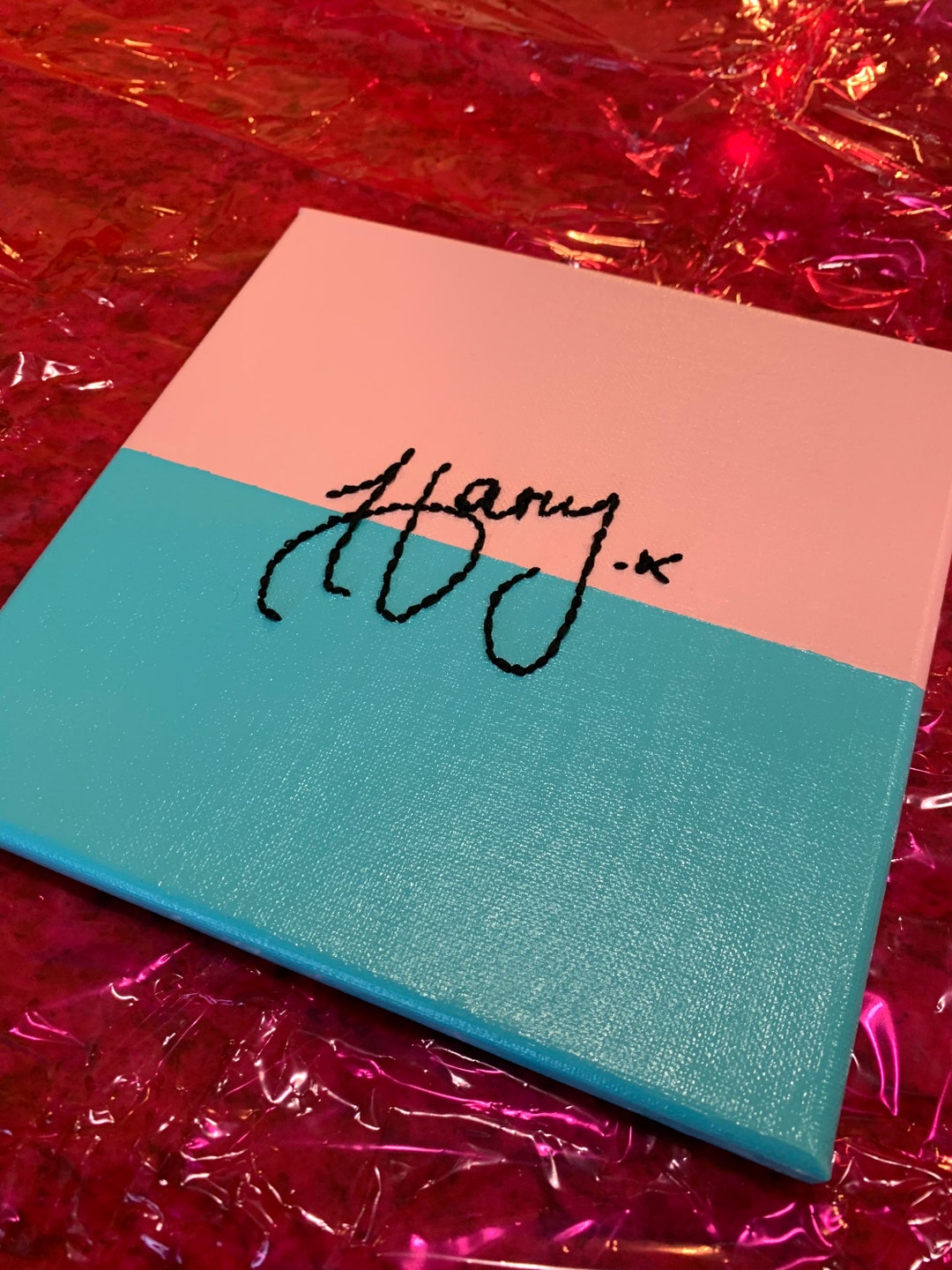 Harry Styles signature embroidery 8x8in canvas homemade - Etsy.de
