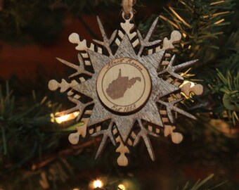 West Virginia Christmas Ornament Handmade Engraved Wooden - Etsy