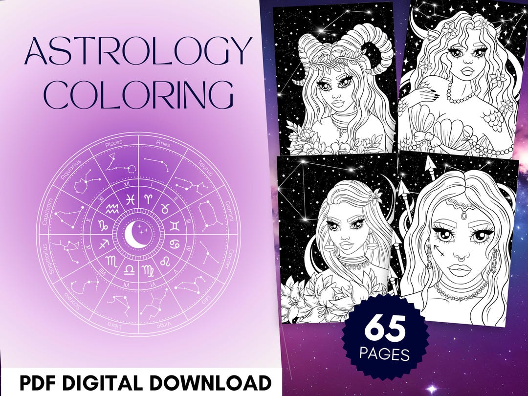 Zodiac Coloring Pages PDF Astrology Digital Download, Printable ...