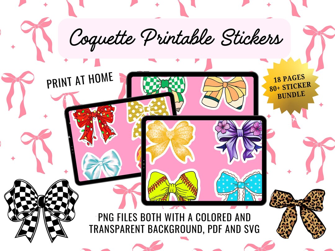 Printable Stickers Coquette Soft Girl Aesthetic,80+ Digital Stickers on ...