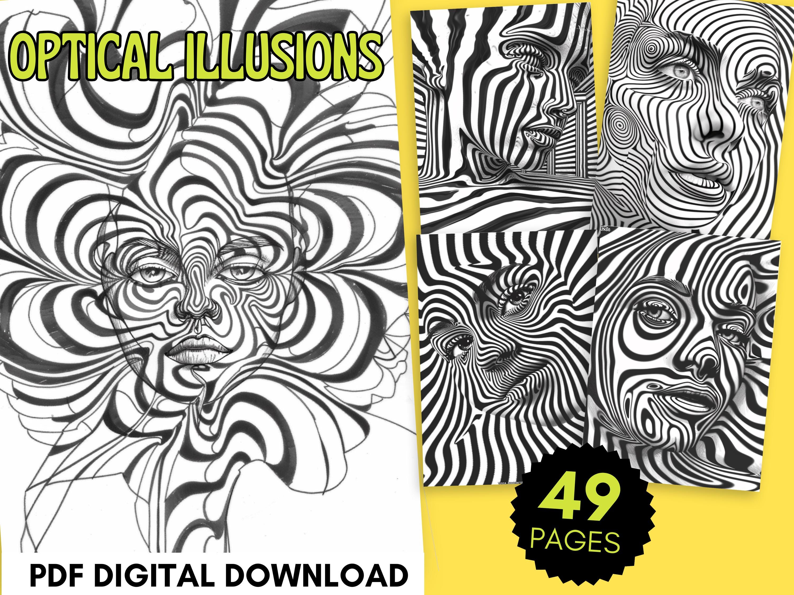 Optical Illusion Coloring Pages PDF, 49 Intricate Designs, Instant ...