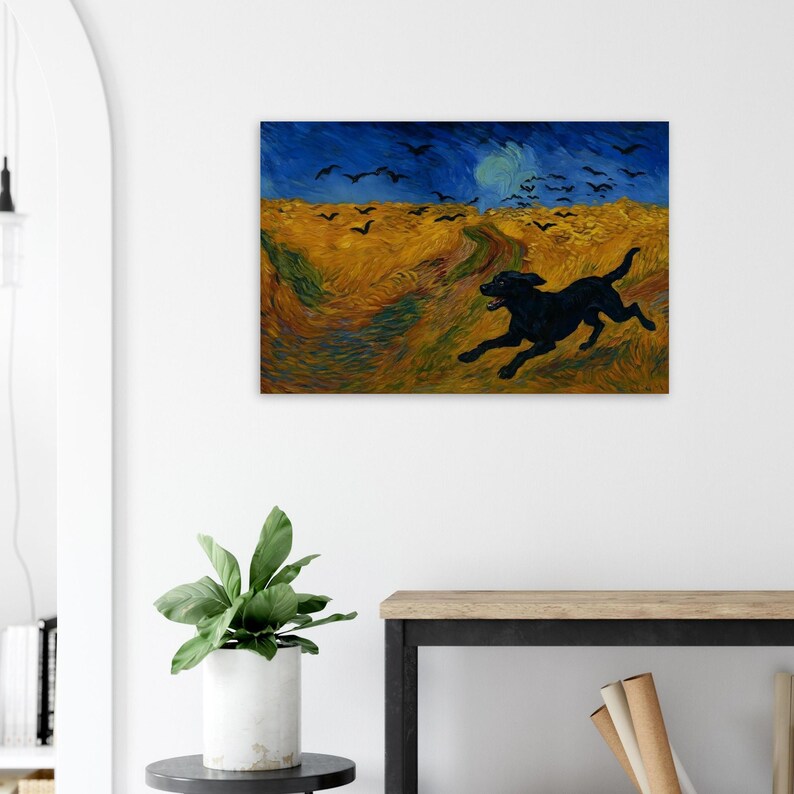 Crow Chaser – Black Labrador Print | Van Gogh-inspired Dog Art ...