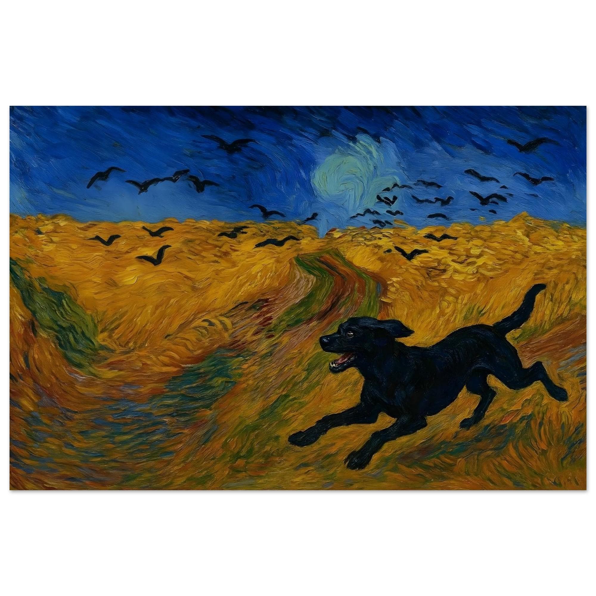 Crow Chaser – Black Labrador Print | Van Gogh-inspired Dog Art ...