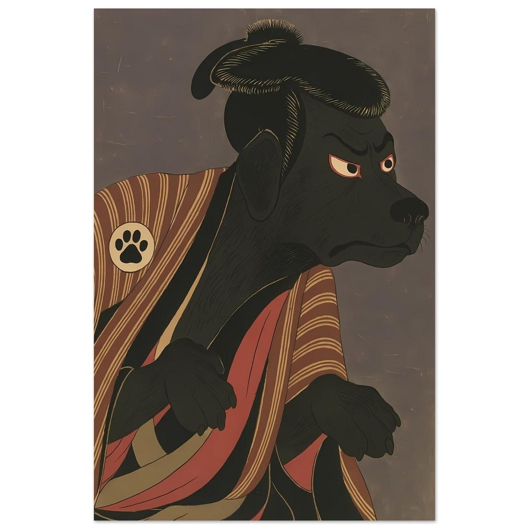 The Kabuki Hound - Black Labrador Japanese Art Print | Ukiyo-e Inspired ...