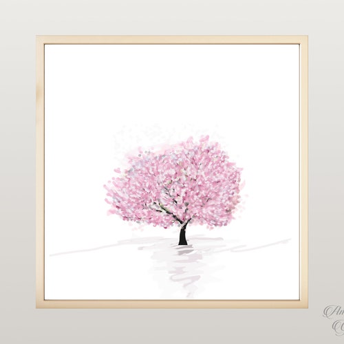 Cherry Blossom Tree Print Botanical Wall Art Pink Flower | Etsy