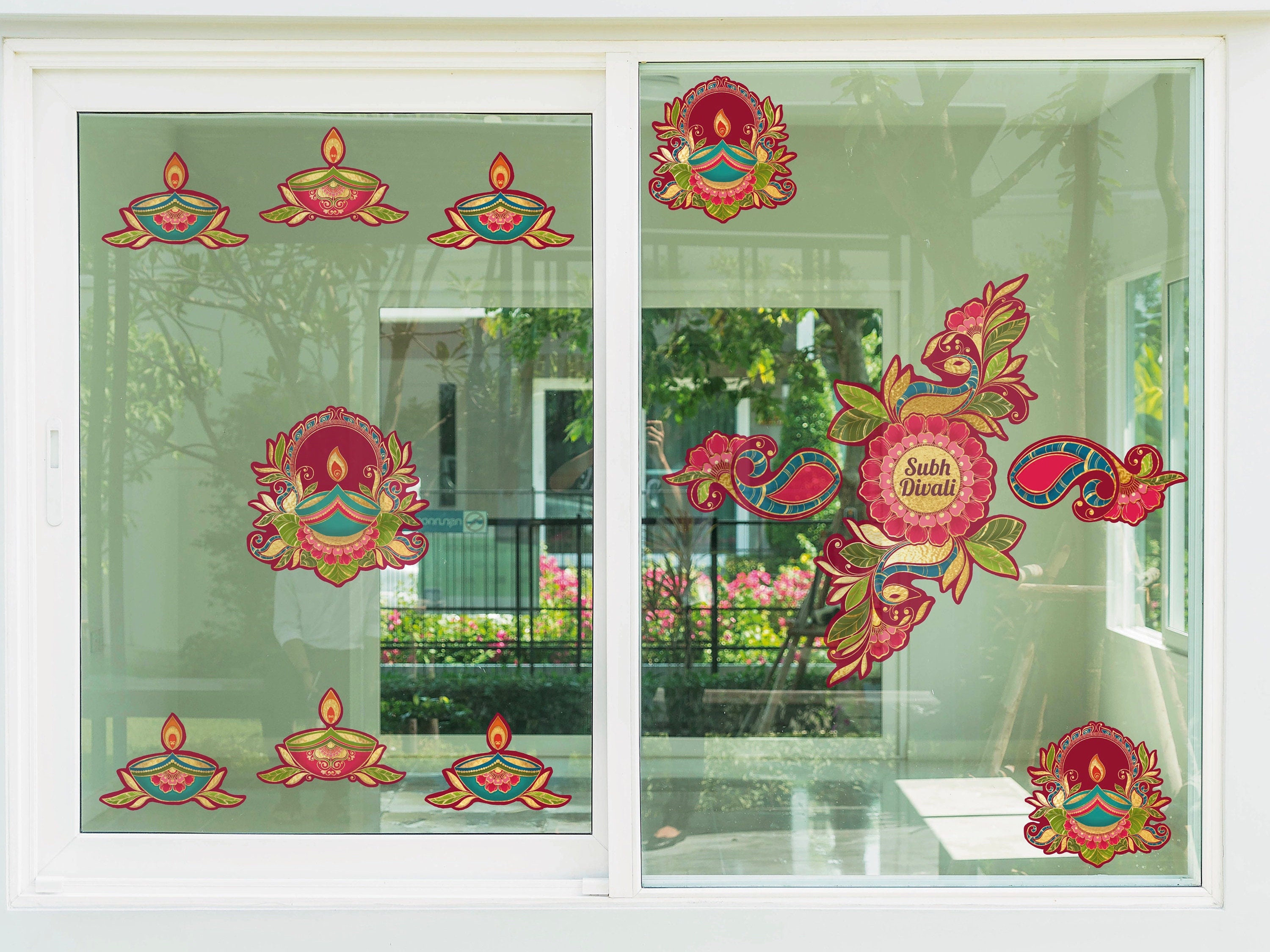 Happy Diwali Static Window Stickers Decals Diwali Decoration Stickers ...