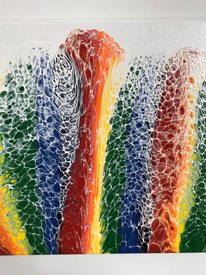 Rainbow Swipe Fluid Art - Etsy