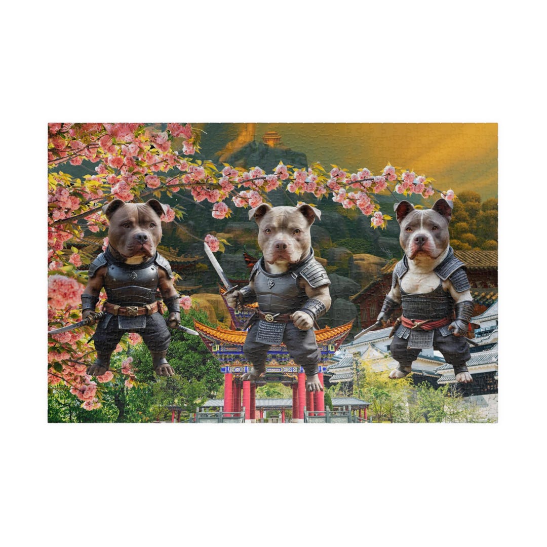 Pitties Samurai Puzzle, Artistic Dog Samurai Puzzle | Fun Pet Lover ...