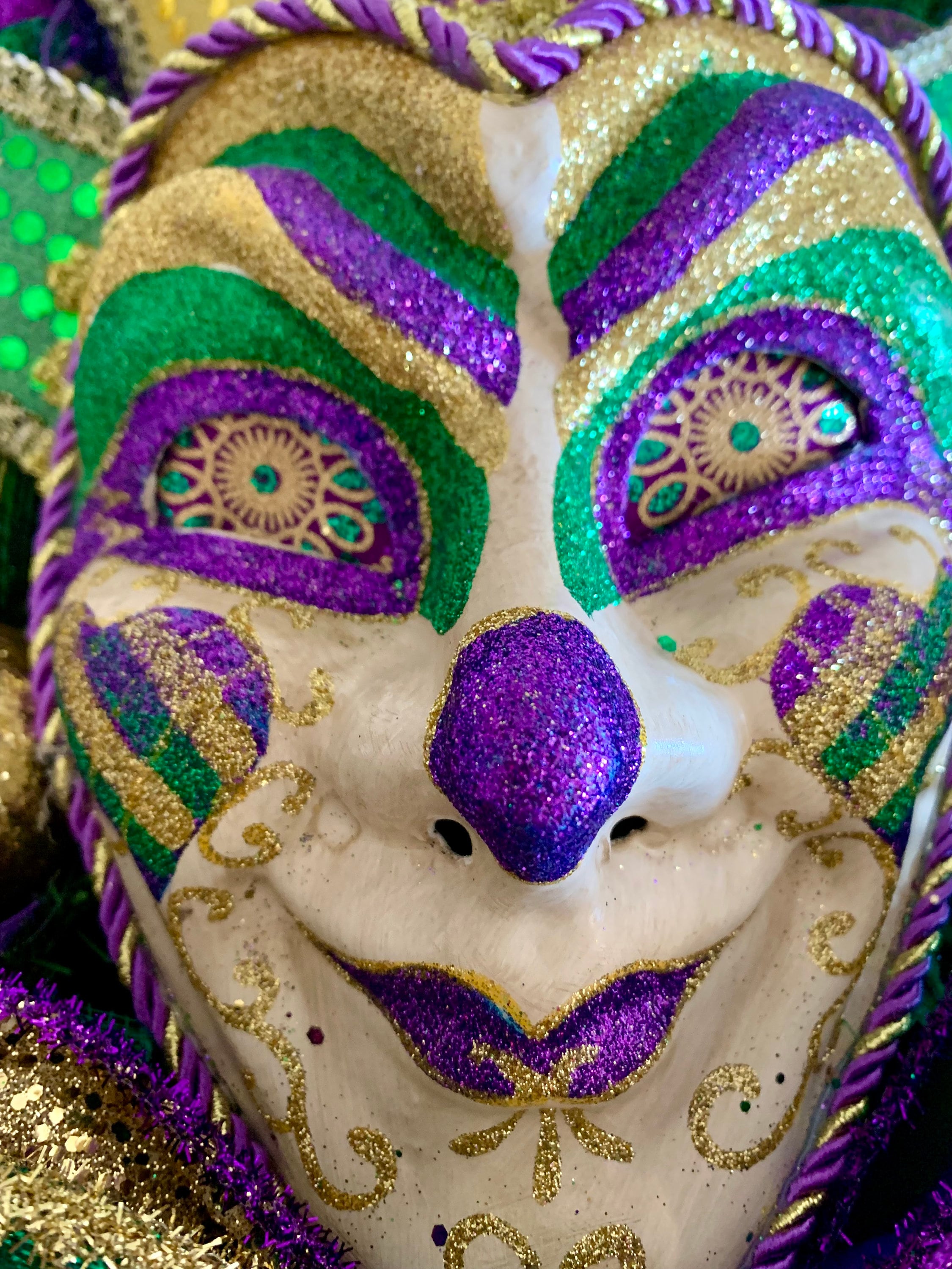 NOLA Fat Tuesday Wreath, New Orleans Masquerade Wreath, Whimsical Mardi ...