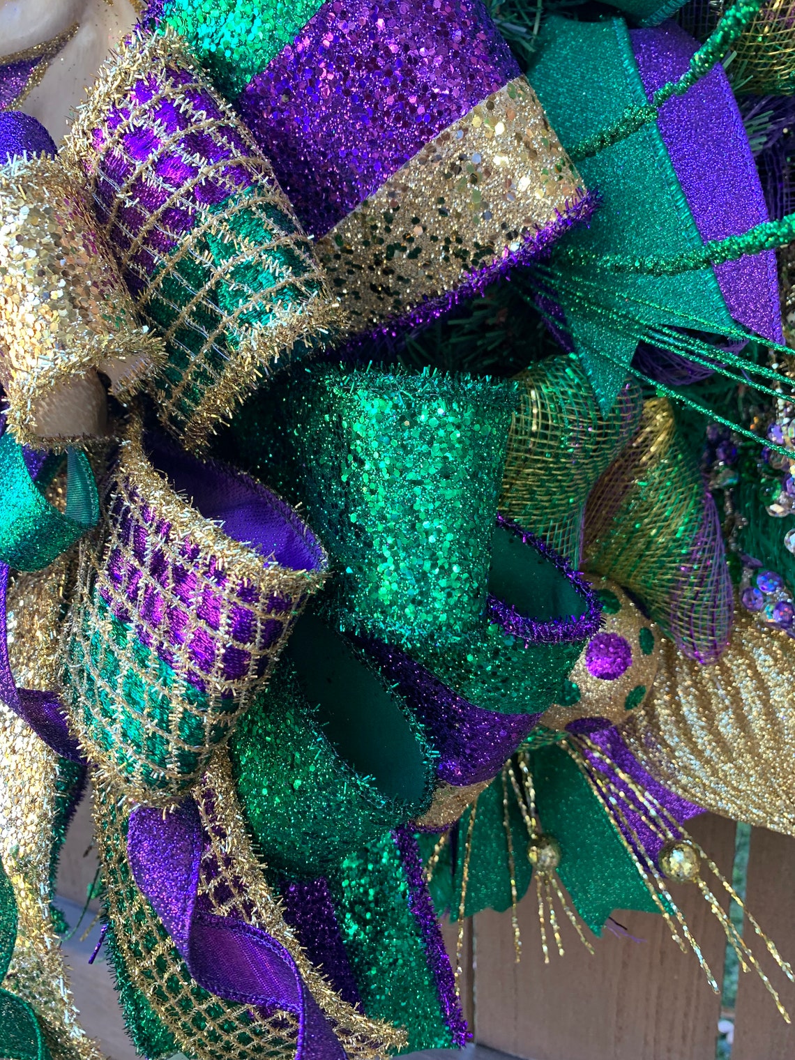 NOLA Fat Tuesday Wreath, New Orleans Masquerade Wreath, Whimsical Mardi ...