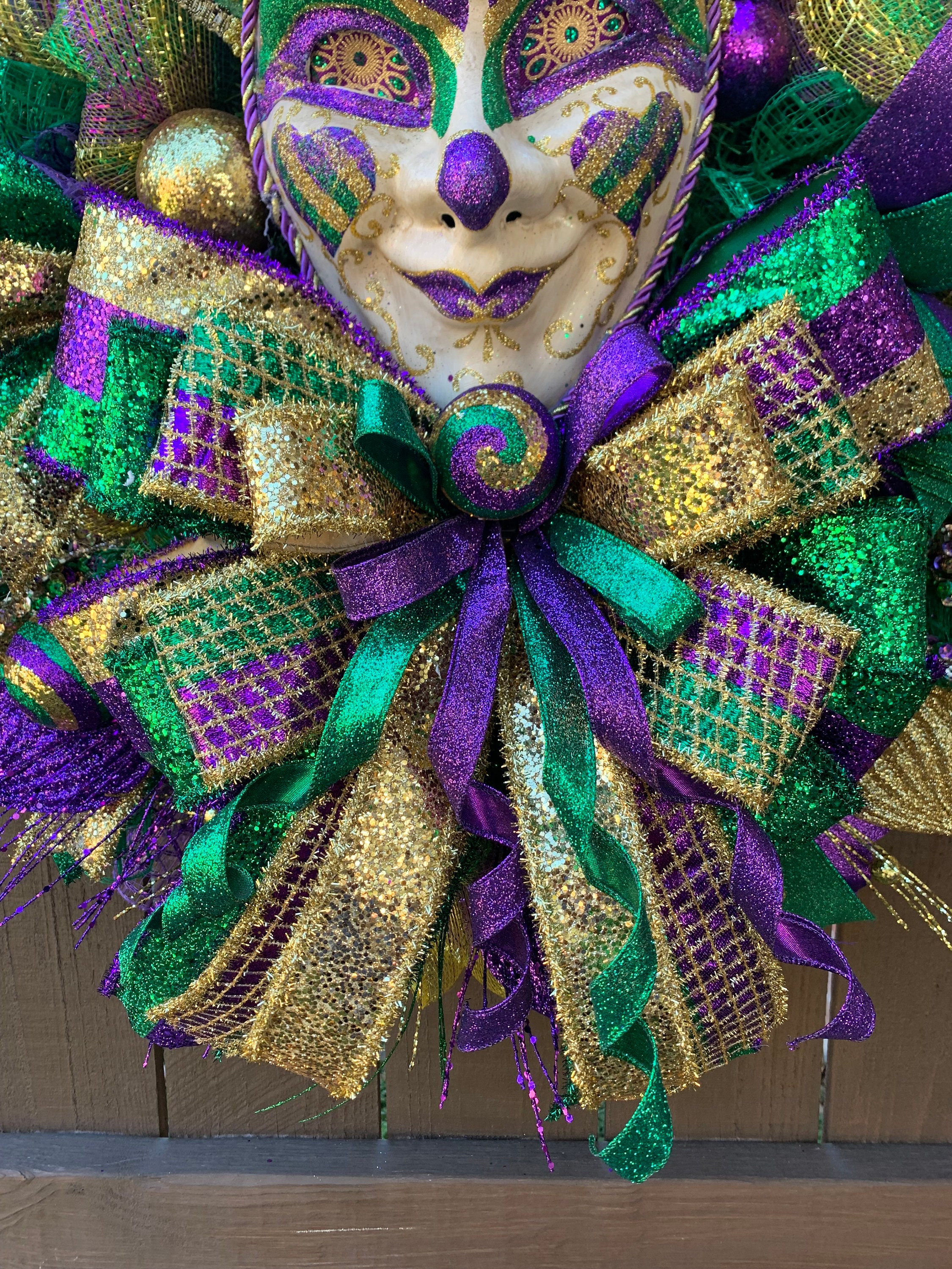NOLA Fat Tuesday Wreath, New Orleans Masquerade Wreath, Whimsical Mardi ...