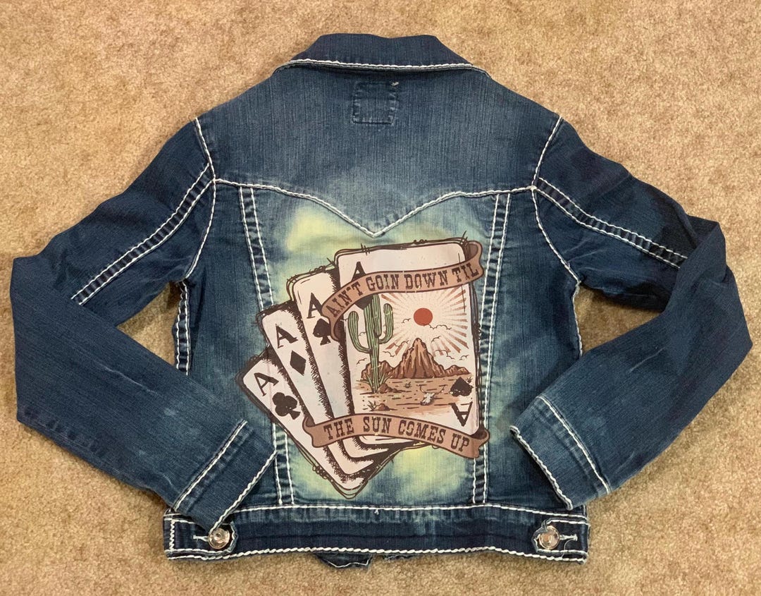 Bleached Denim Jacket - Acid Washed Denim Jacket With Dtf Transfer “ain ...