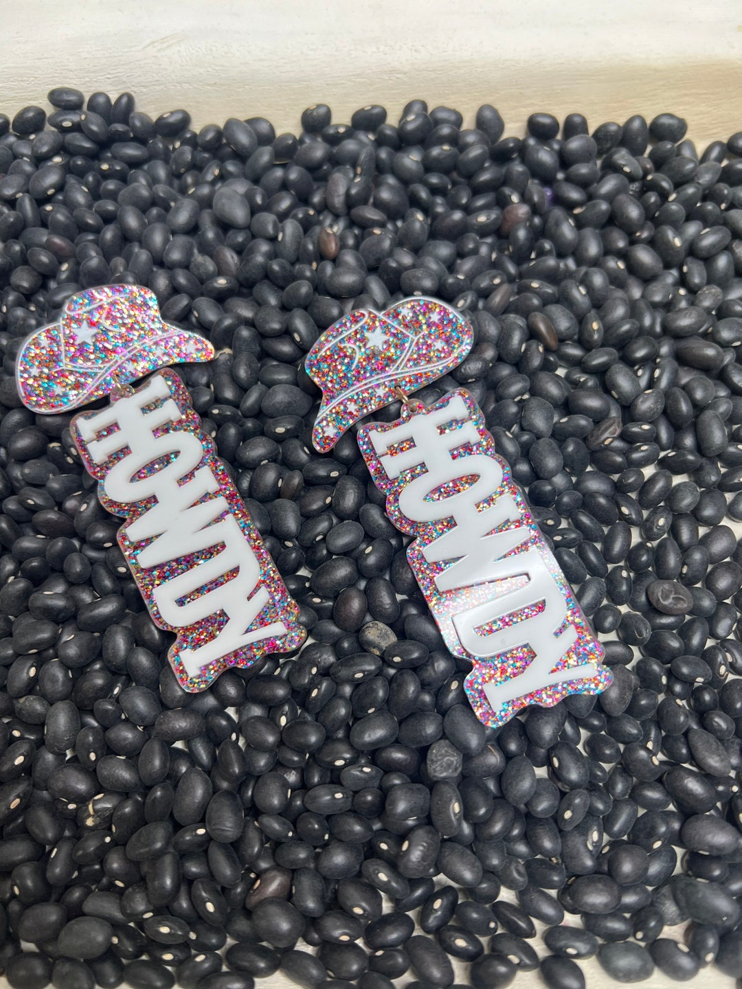 Howdy Pink Glitter Cowgirl Hat Earring,howdy Earring Pink Glitter ...