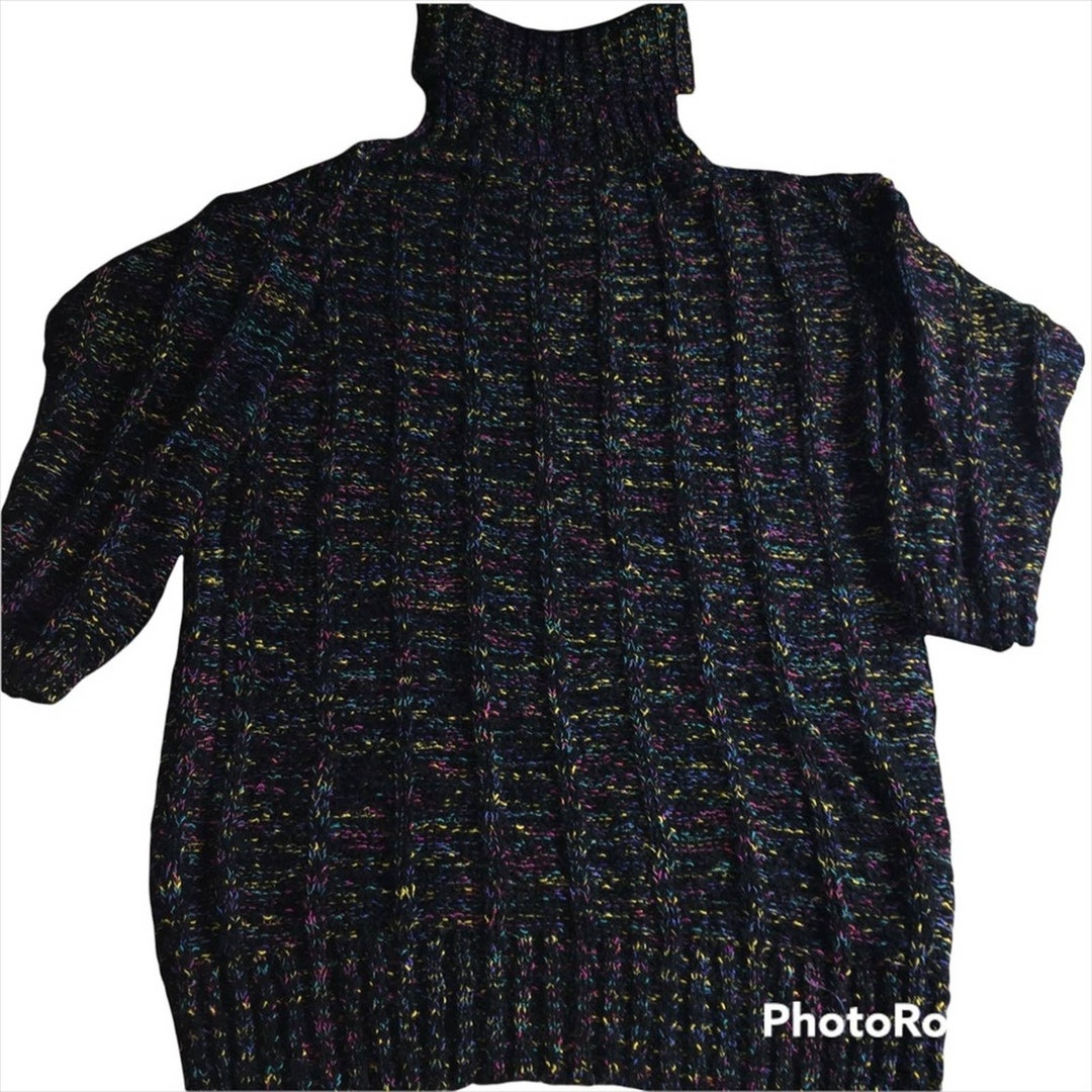 Vintage Robin Ross Turtleneck Sweater Sz M Multicolor Chunky Warm Cozy ...