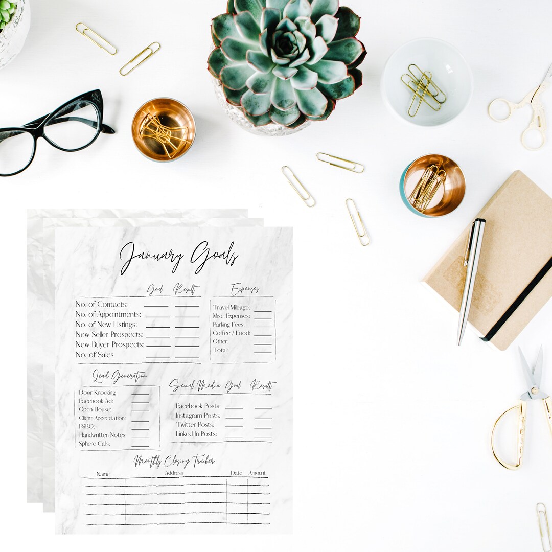 Monthly Real Estate Goals Planner Printable - Etsy