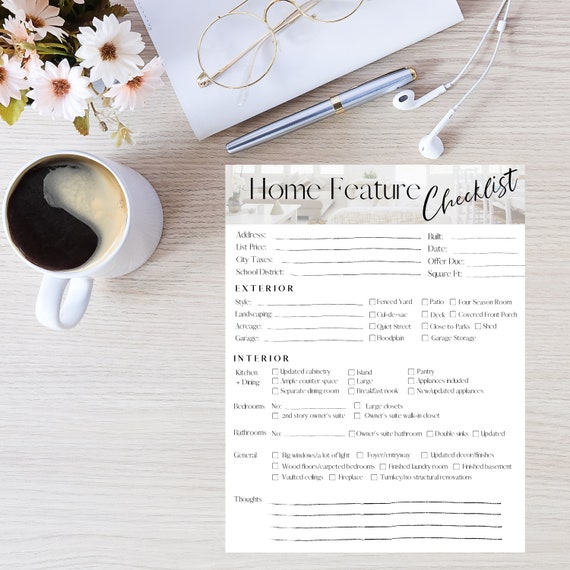 Home Feature Checklist Printable | Etsy