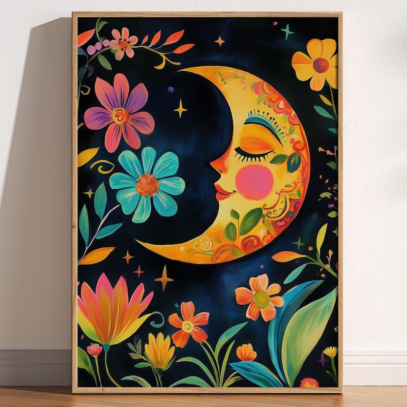 Mexican Sun and Moon Art - Etsy