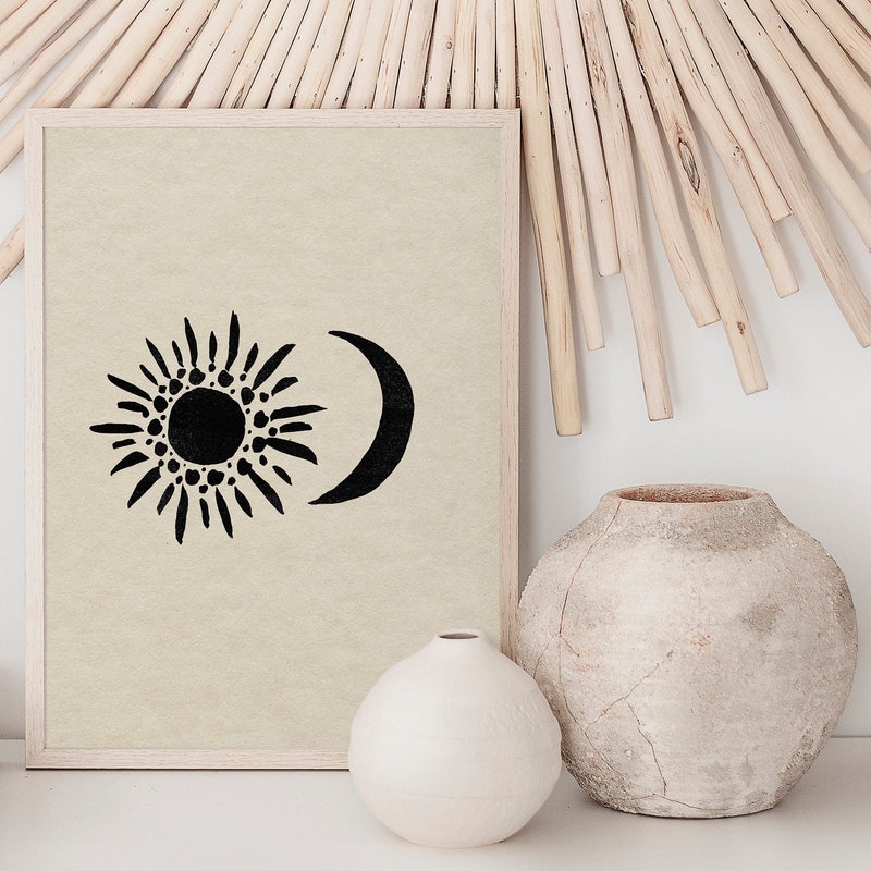 Simple Sun and Moon Art - Etsy