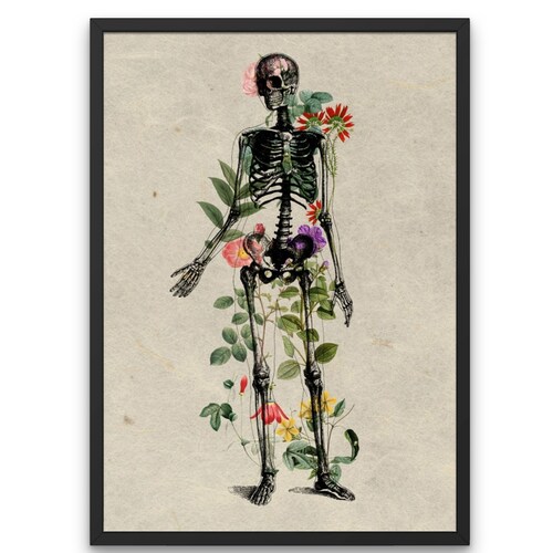 Antique Floral Human Anatomy Print Flowers Through Skeleton | Etsy UK