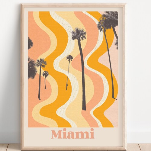 Miami Beach Print Travel Poster Miami Florida - Etsy