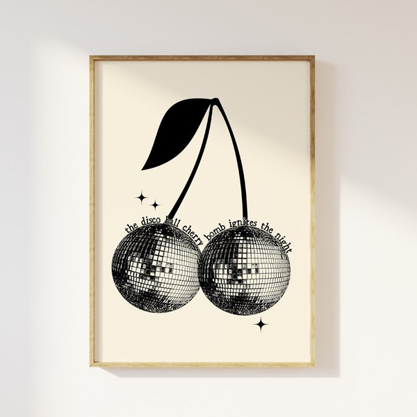 Disco Ball Cherry Poster - Etsy